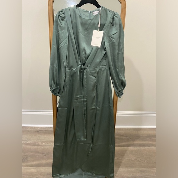 Dresses | Veiled Collection Unused Blue Satin Long Sleeve Maxi Dress ...